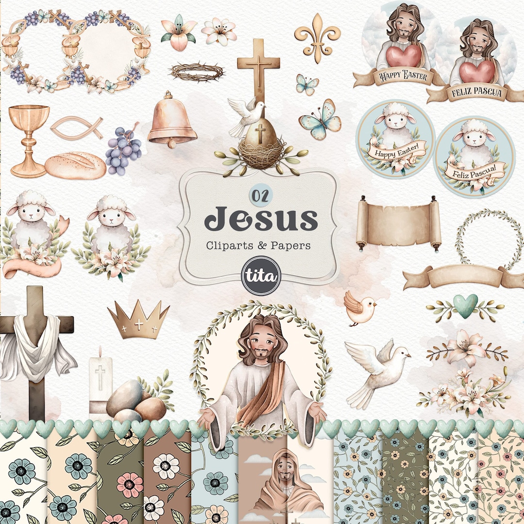Watercolor Christian Easter, Jesus Catechism Cliparts, Png Elements ...
