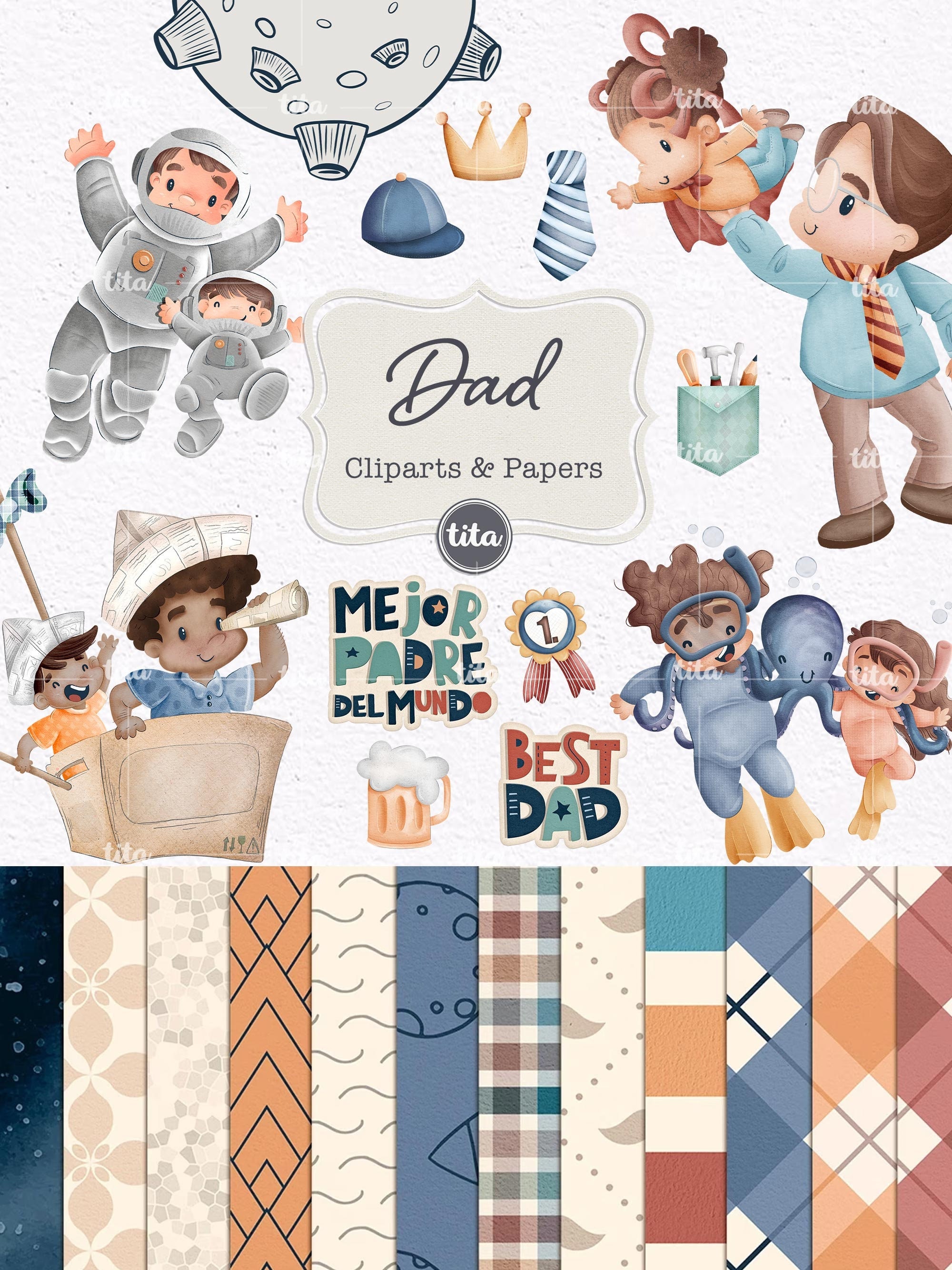 Dad Watercolor Clip Art Happy Father's Day Illustrations - Etsy