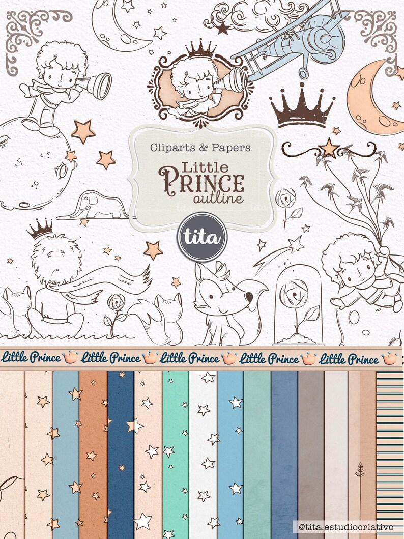 Little Prince Clip Arts and Papers Outline Doodle Kids Party - Etsy