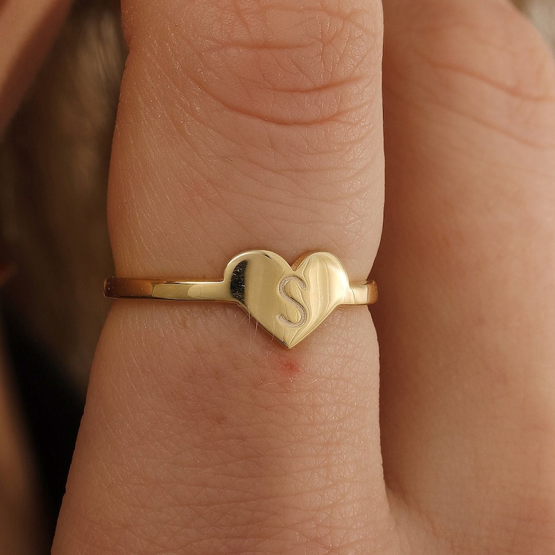 Gold Heart Ring - Etsy