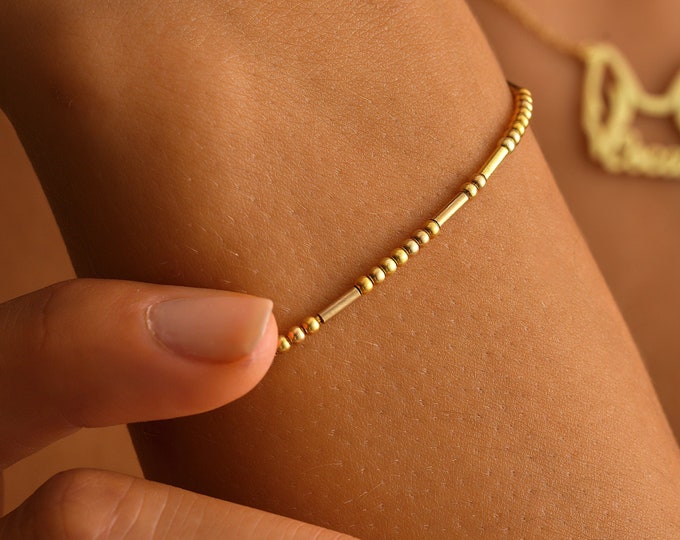 Customizable Morse Code Seed Bead Stretch Bracelet - Etsy