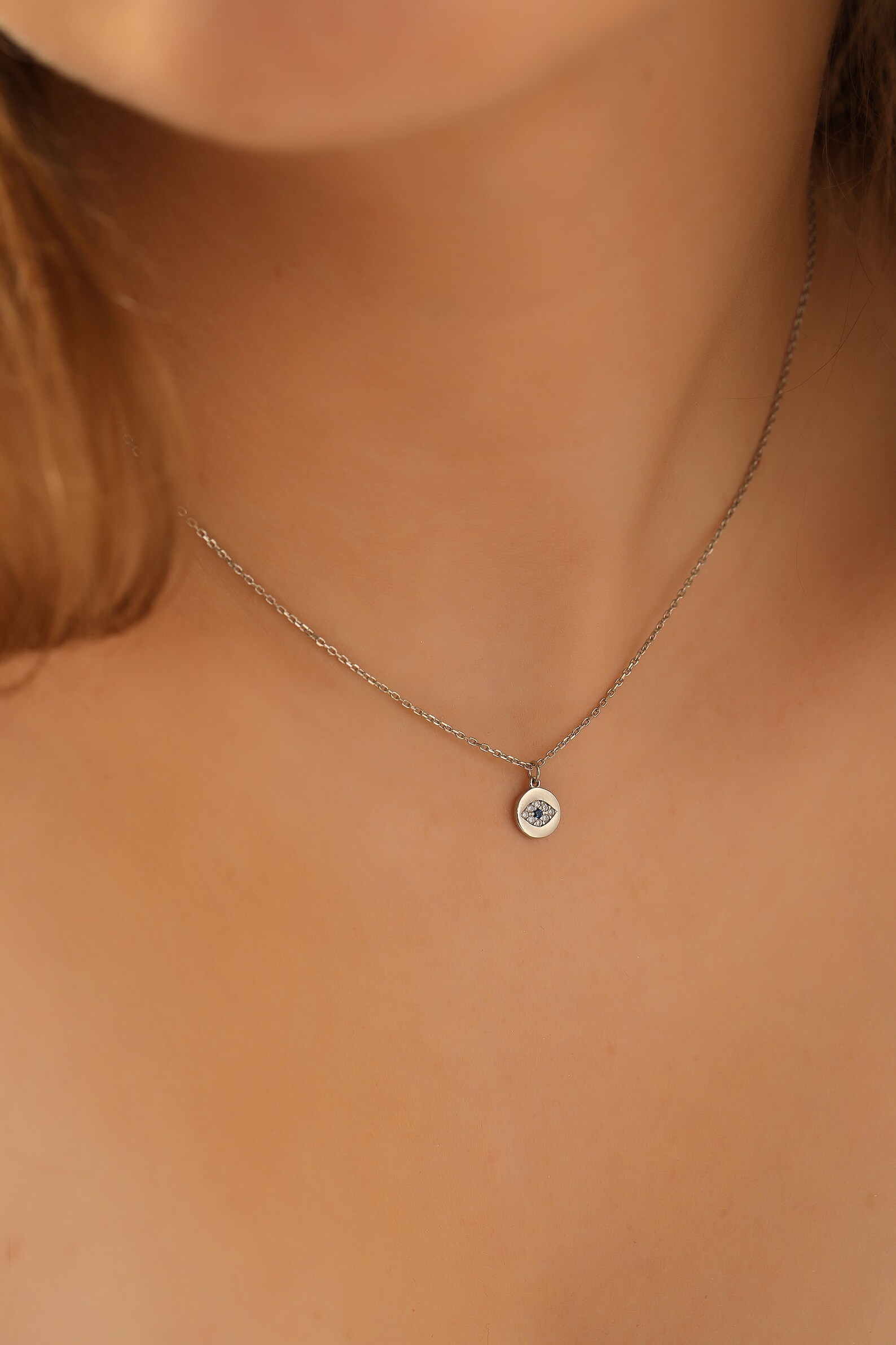 14K Gold Evil Eye Necklace Evil Eye Silver Evil Eye Jewelry - Etsy