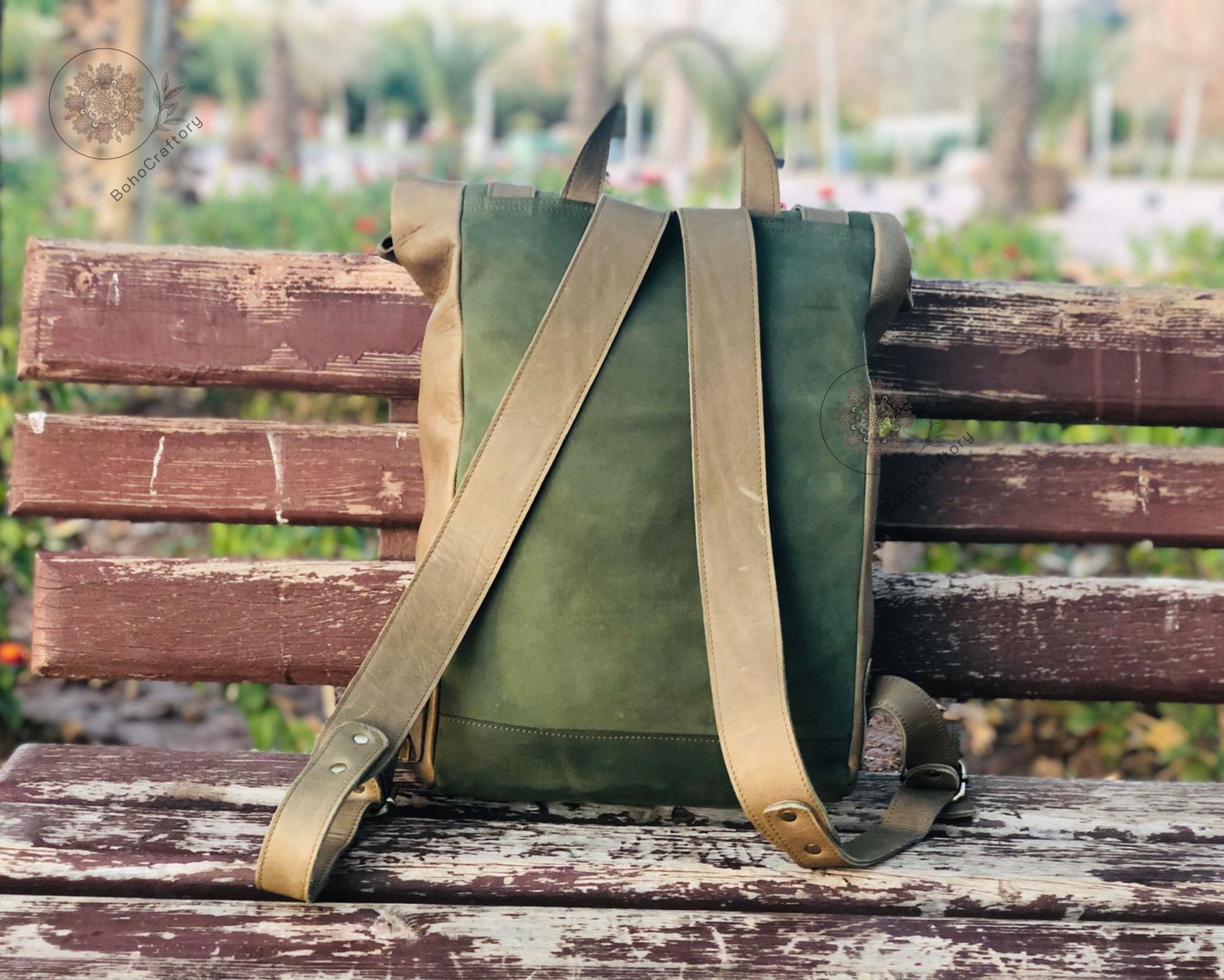 Leather Backpack Roll Top Backpack Leather Roll up Backpack - Etsy
