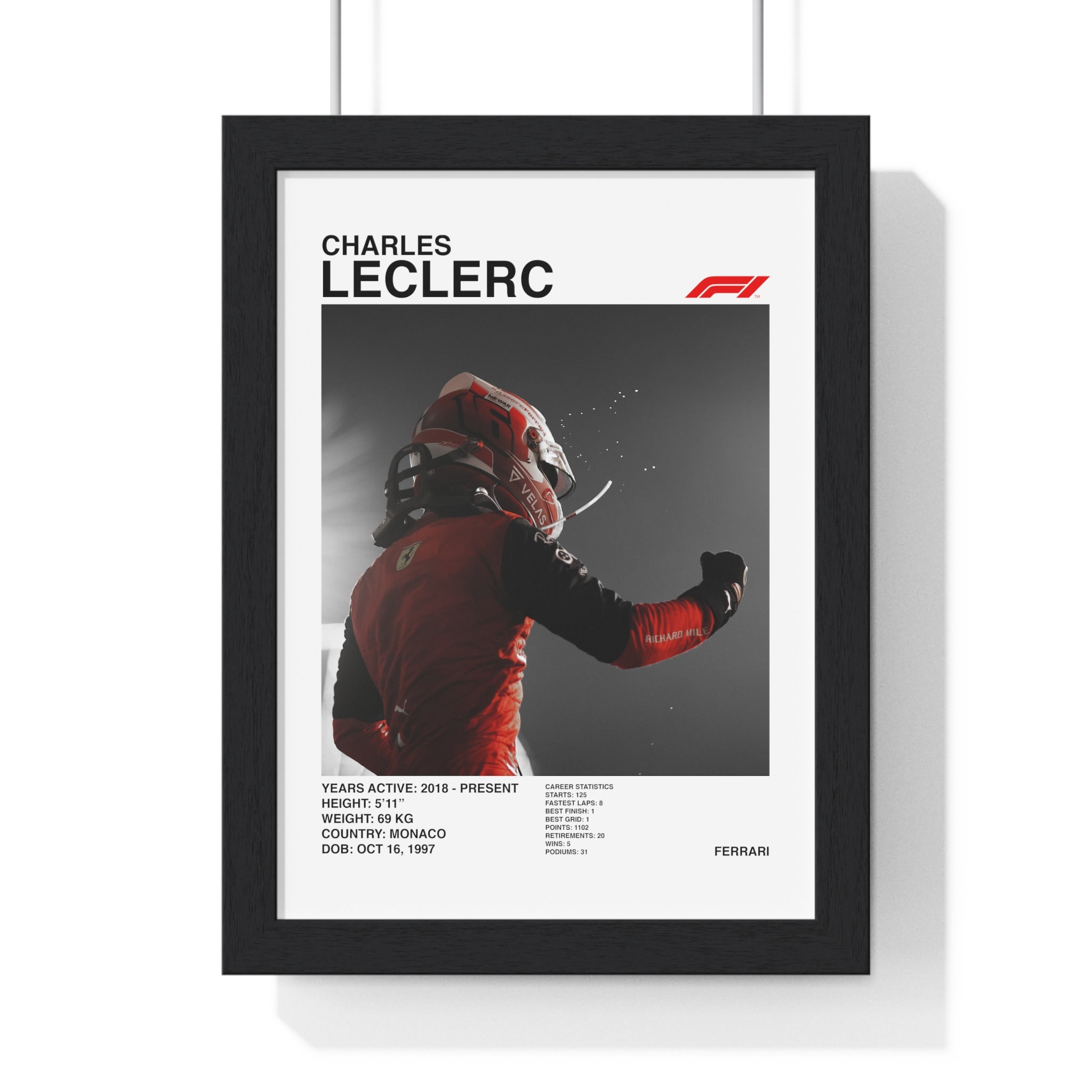 Charles Leclerc Formula 1 Ferrari Poster Wall Art - Etsy