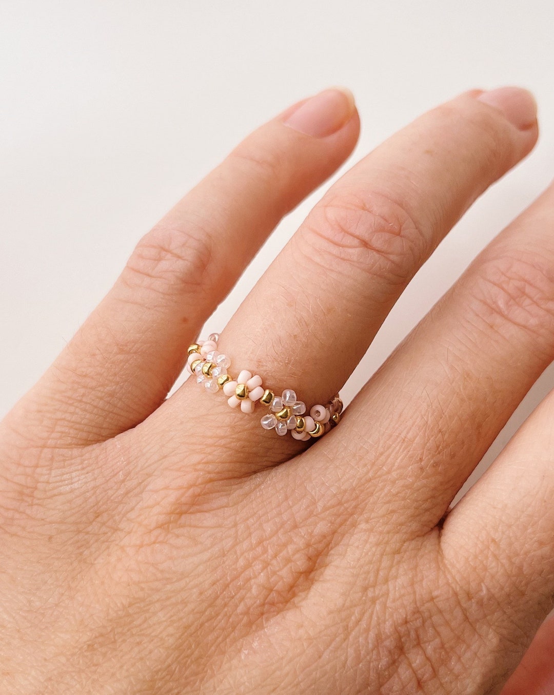 Keari - POPPY Daisy Pearl Ring, Pale Pink/ Baby Pink, Pearl Jewelry ...