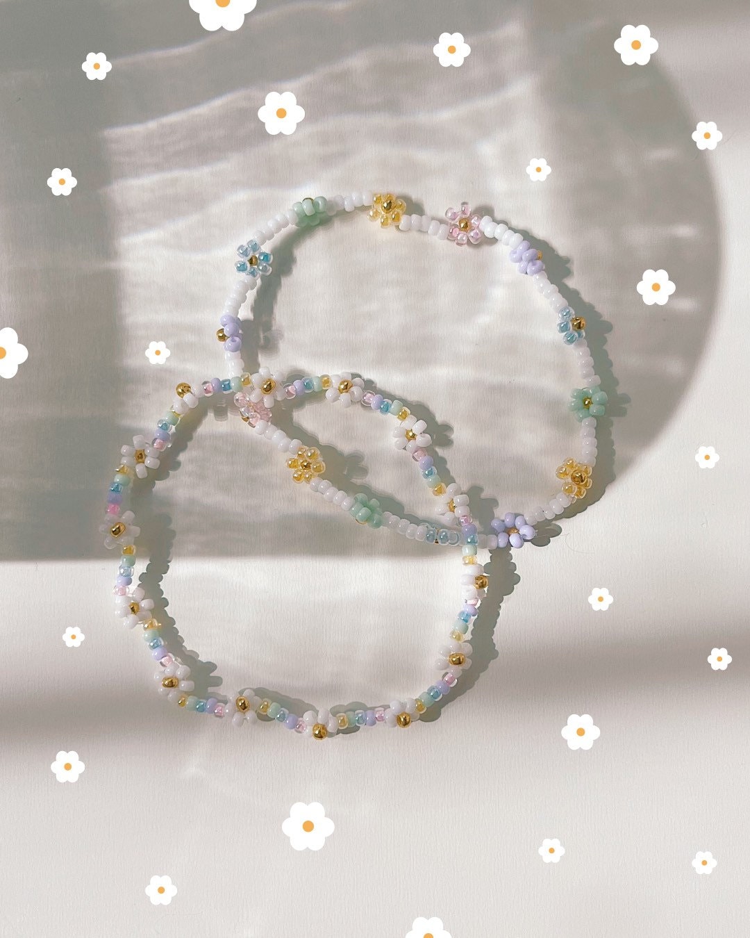 Keari - DAISY Pearl Bracelet Pastel Rainbow, Daisy Pearl Jewelry ...