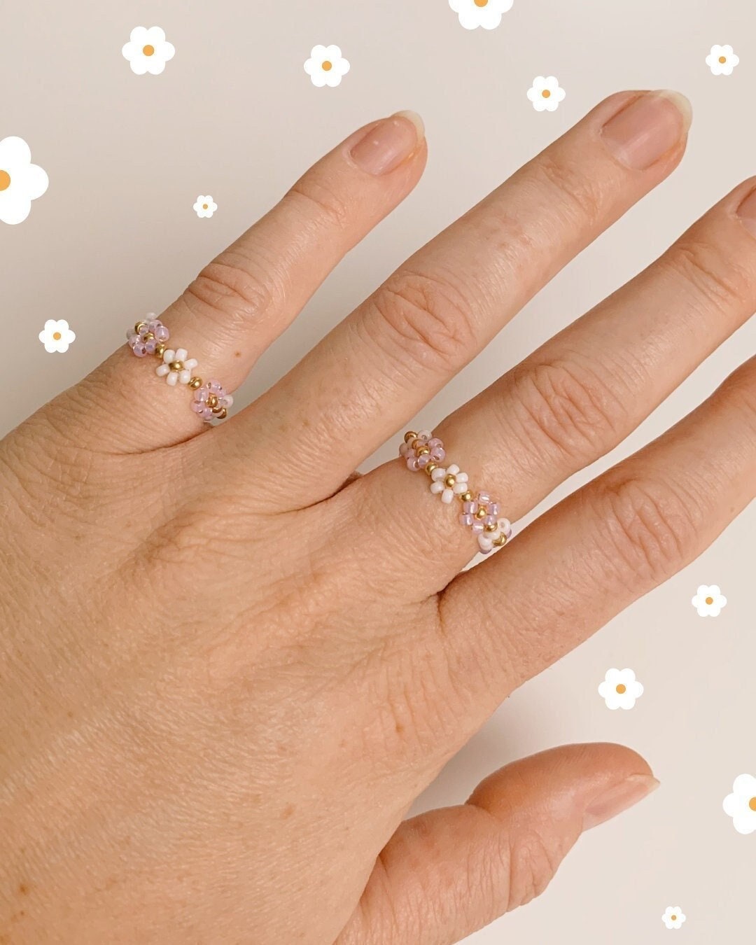 Keari - POPPY Pearl Ring, Daisy, Beaded Ring, Pearls, Beads, Pearl ...
