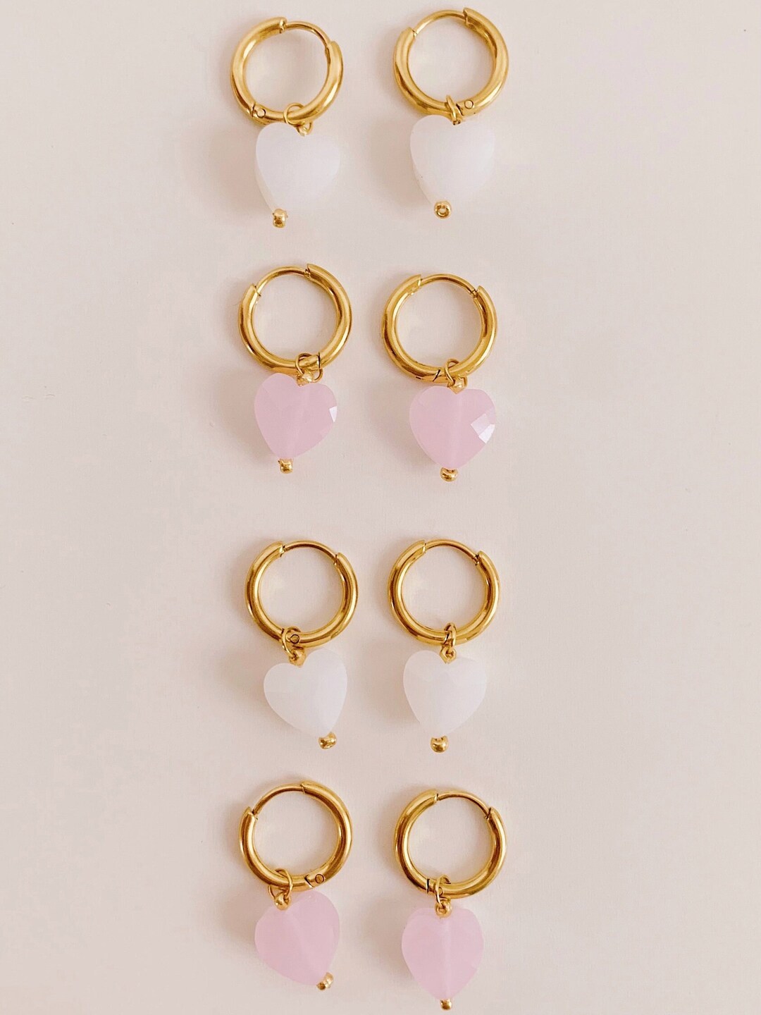 Keari LOVIE Hoop Earrings in Gold or Silver With Heart Pendant in White ...