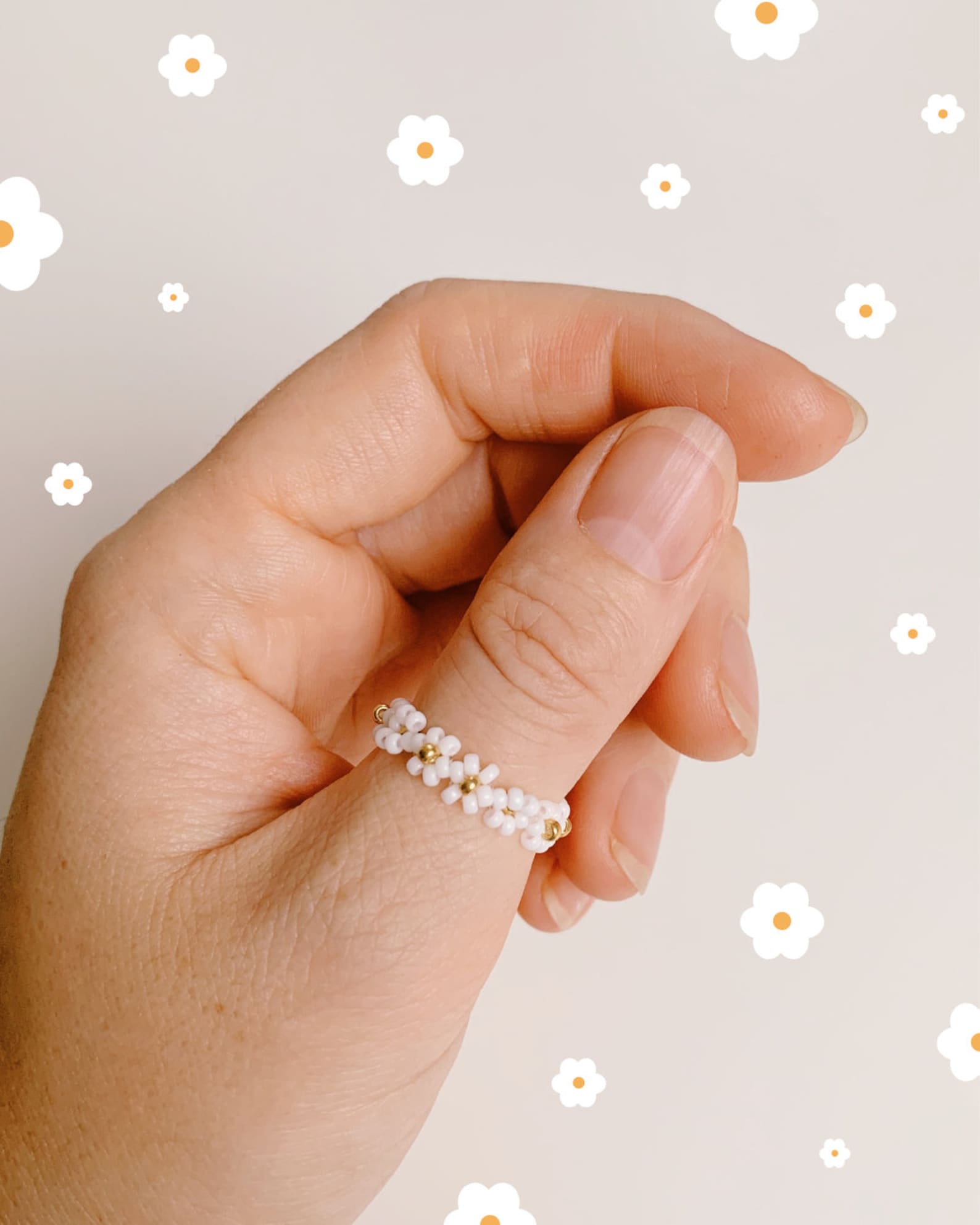 Keari MAGGIE Pearl Ring, Daisy, Daisy, Beaded Ring, Pearls, Pearl ...