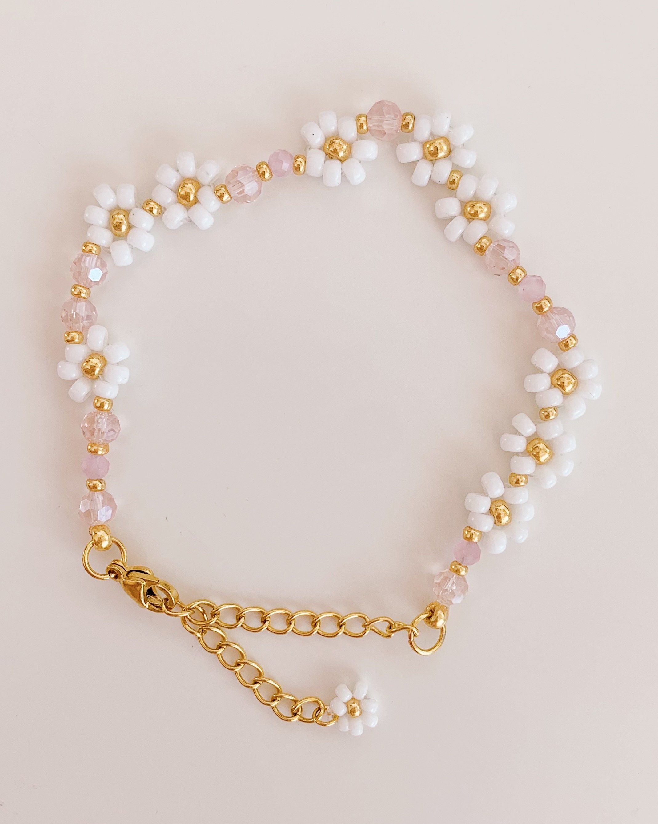 Keari - ROSIE Bracelet Pink/ Purple/ Mint With Gold, Daisy Pearl ...
