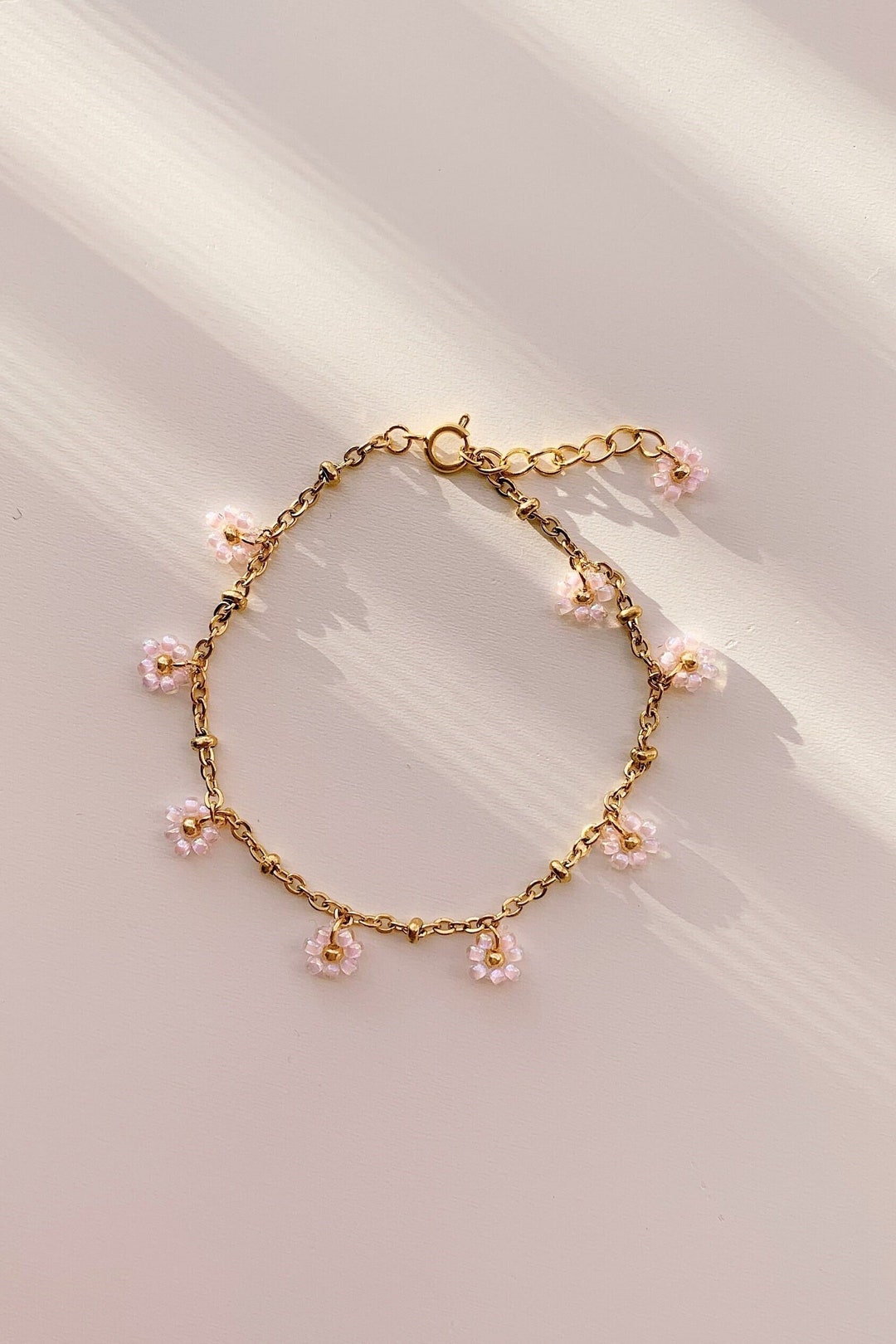 Keari MARIE Stainless Steel Bracelet Gold With Daisy Charms, Pearl ...