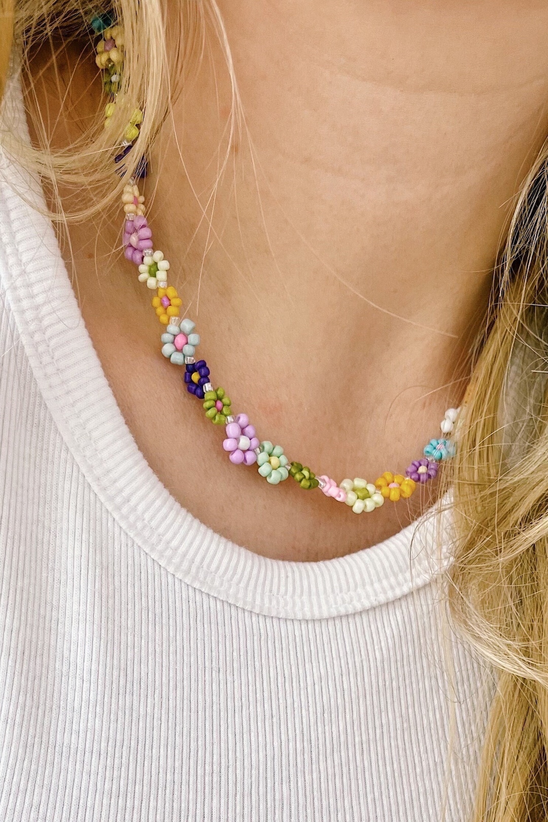 Keari MILLIE Colorful Daisy Pearl Necklace, Choker, Pearl Jewellery ...