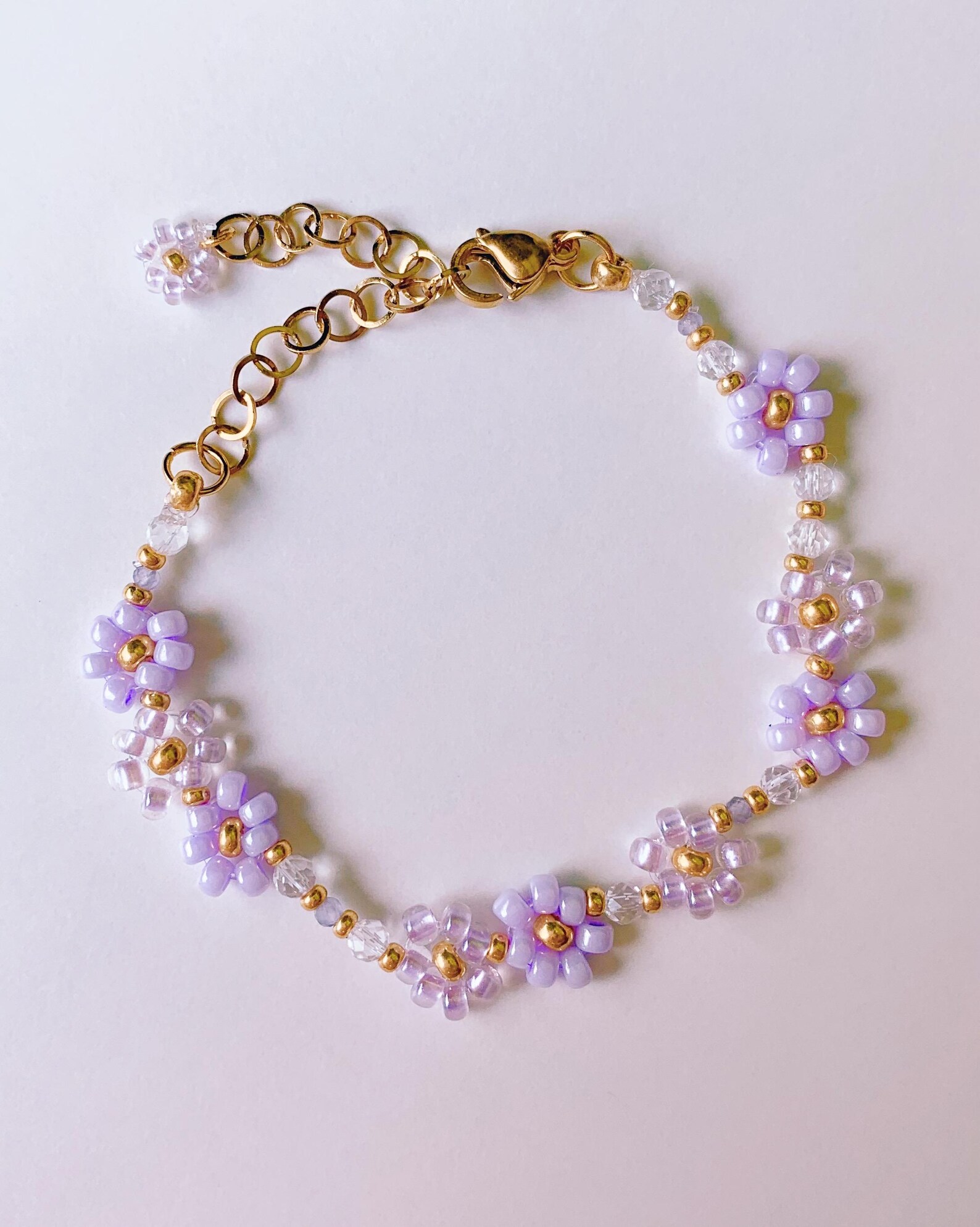 Keari - ROSIE Bracelet Pink/ Purple/ Mint With Gold, Daisy Pearl ...