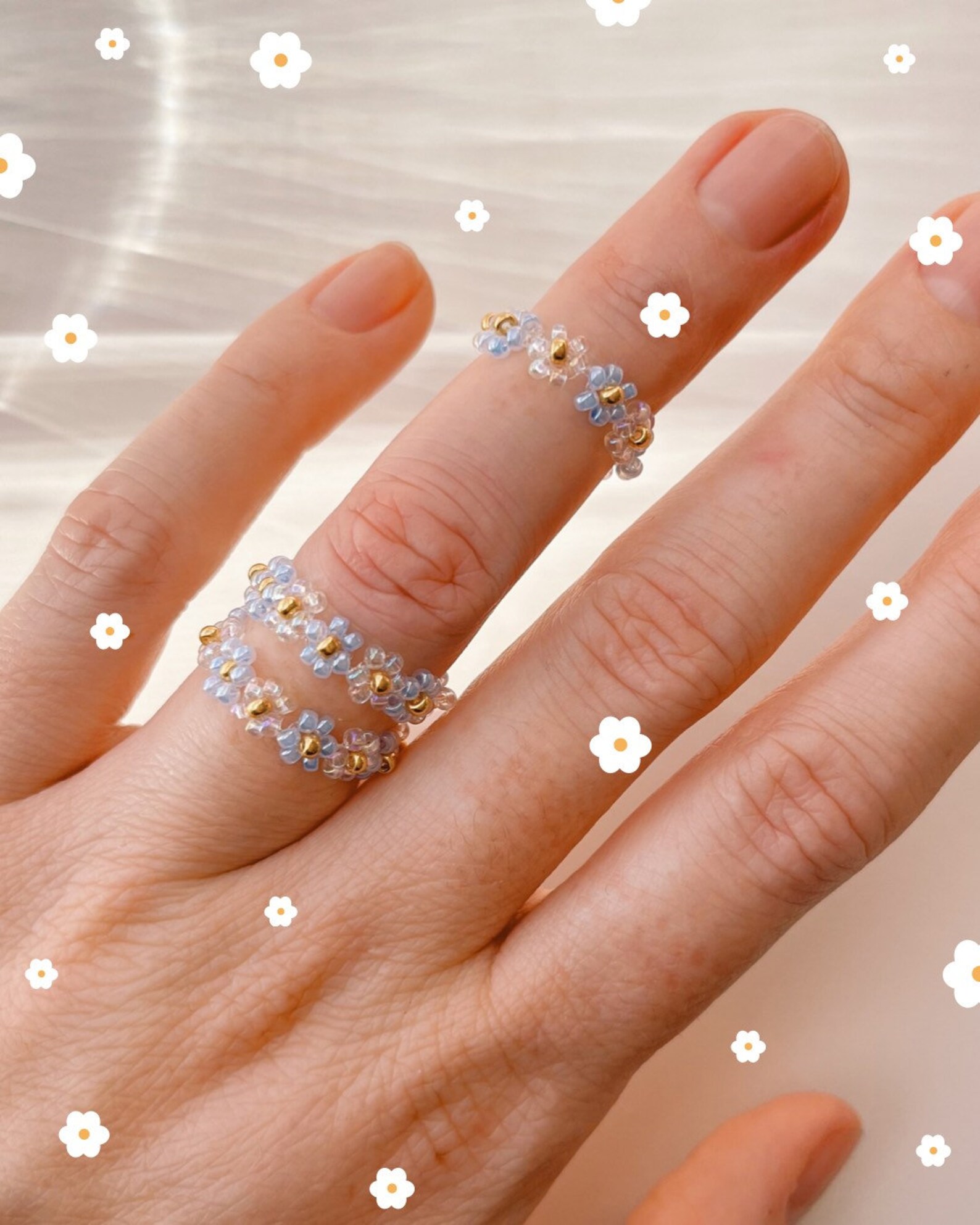 Keari MAGGIE Pearl Ring, Daisy, Daisy, Beaded Ring, Pearls, Pearl ...