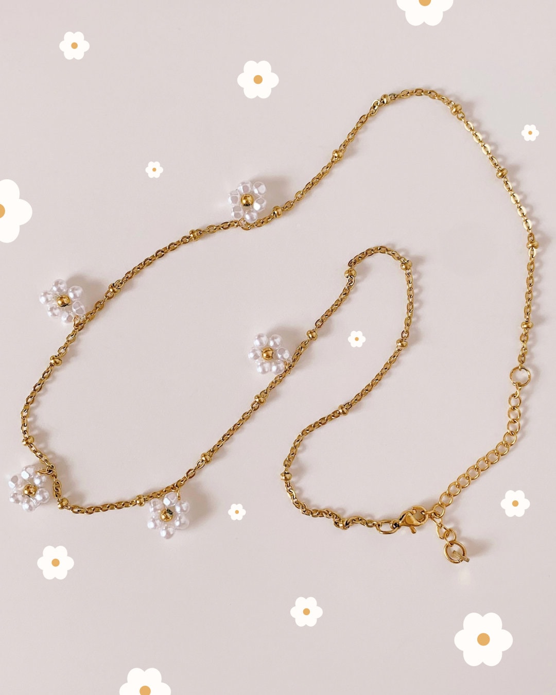 Keari SISSI Stainless Steel Necklace With Daisies Made of Imitation ...