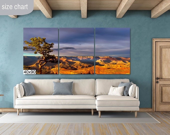 Grand Canyon Arizona Canvas Print, Oversized Triptych Wall Art ...