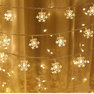 Snowflake Christmas LED String Lights: Holiday Tree Decoration - Etsy