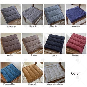 Linen Cotton Blend Chair Cushion With Ties - Comfortable Square Seat - Etsy