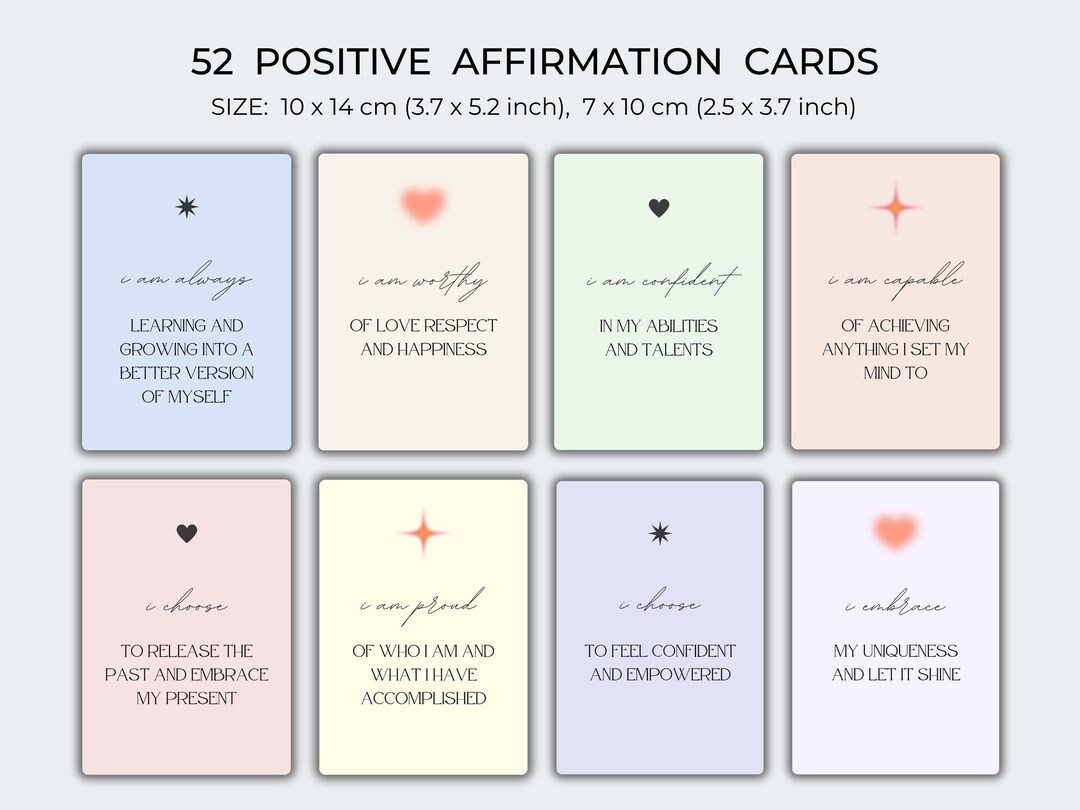 52 Positive Affirmation Cards Printable | Vision Board Printables ...