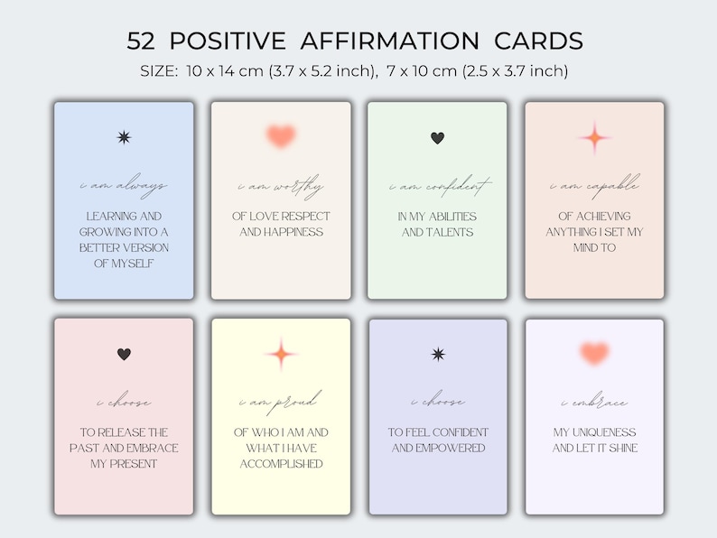 52 Positive Affirmation Cards Printable | Vision Board Printables ...