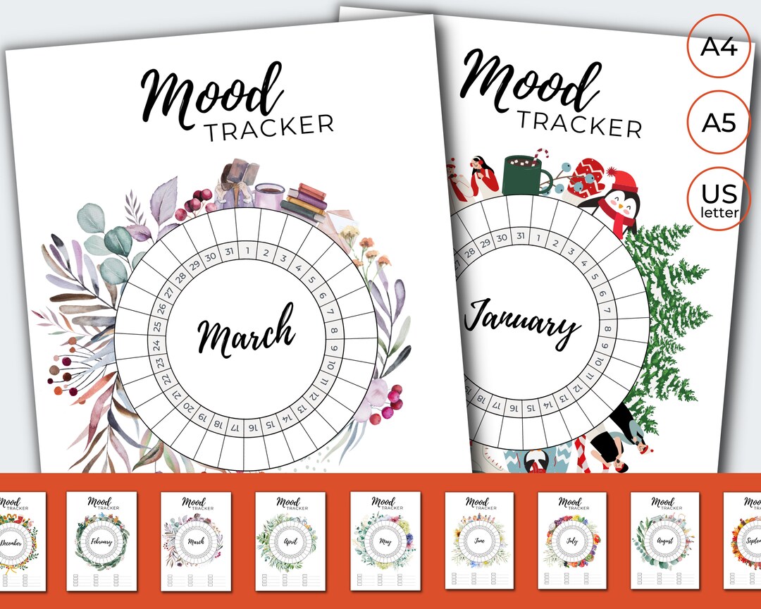 Monthly Mood Tracker Printable Mood Tracker Daily Bullet Journal Mood ...