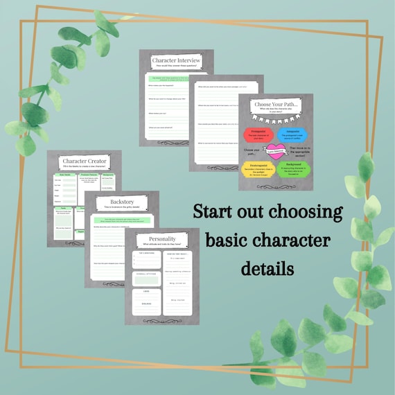 Printable Character Creator Workbook: Writing Worksheets | Etsy