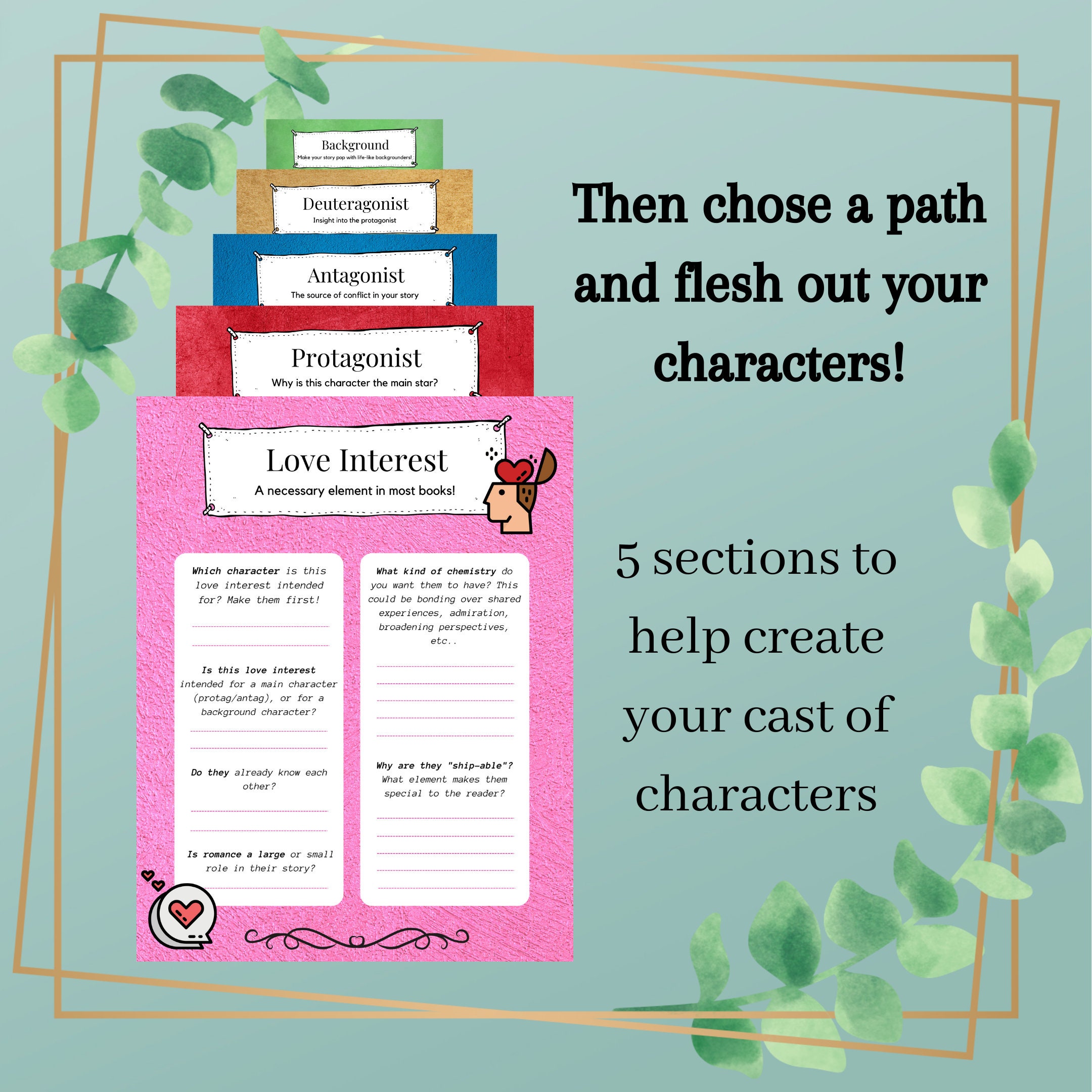 Printable Character Creator Workbook: Writing Worksheets - Etsy