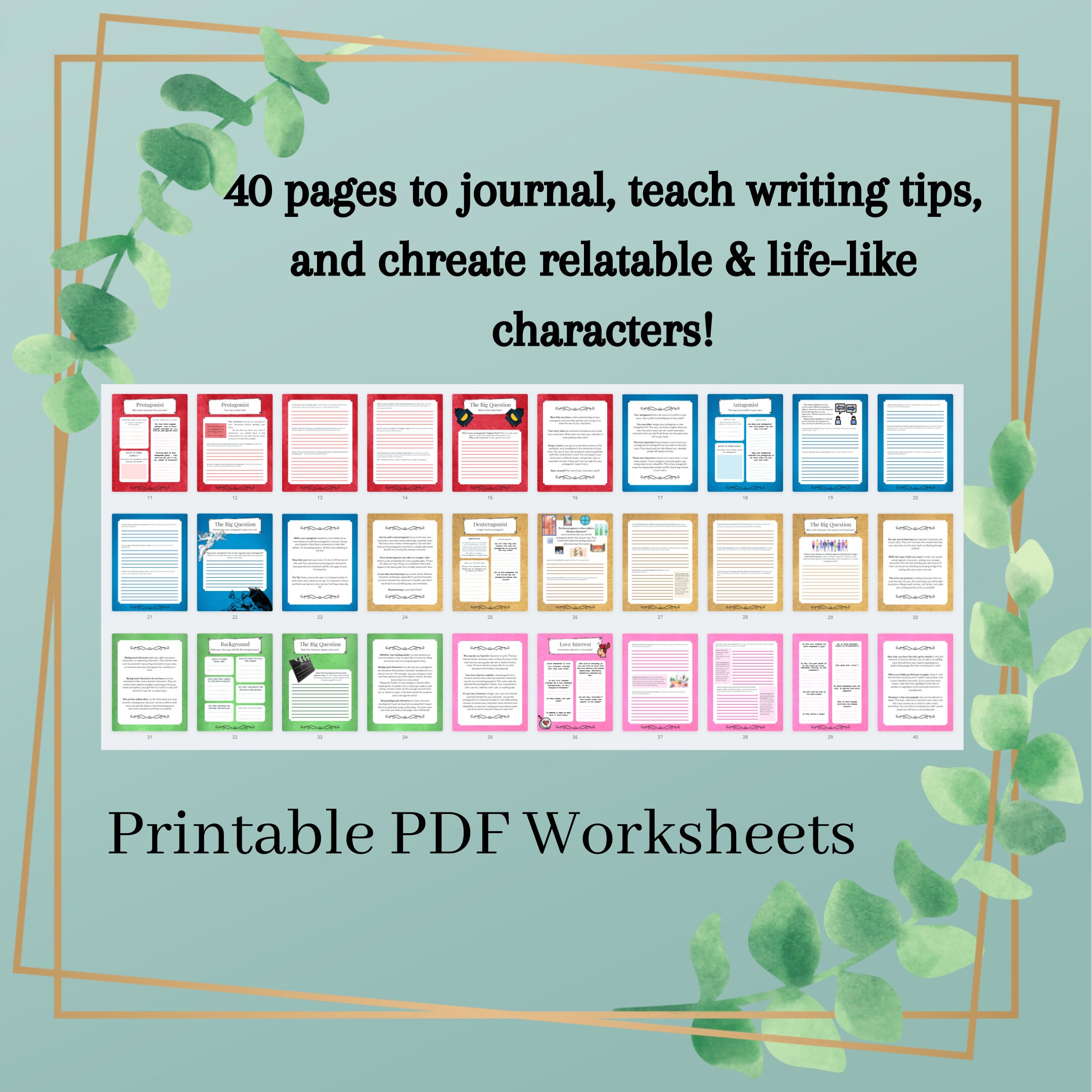 Printable Character Creator Workbook: Writing Worksheets - Etsy