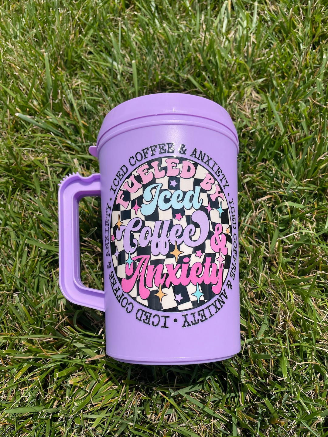 Fueled by Iced Coffee & Anxiety, 34 Oz Mega Mug, Mega Mug, Mega, Mug ...