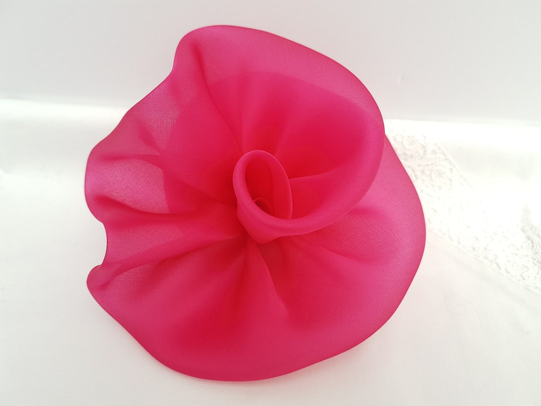 Large Bright Fuchsia Pink Silk Organza Rose Hair Clip Fascinator/pin ...