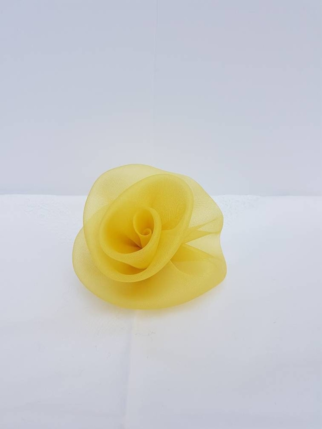 Large Lemon Yellow Silk Organza Rose Hair Clip Fascinator/pin Brooch ...