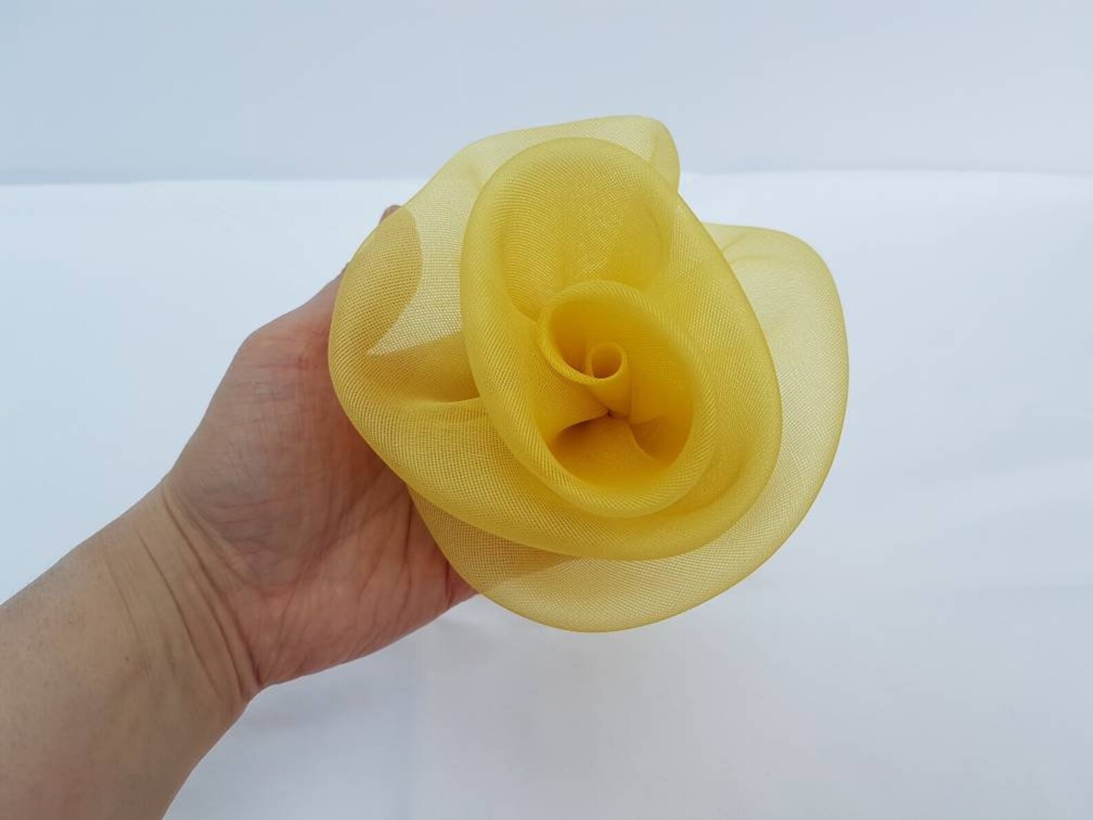 Large Lemon Yellow Silk Organza Rose Hair Clip Fascinator/pin Brooch ...