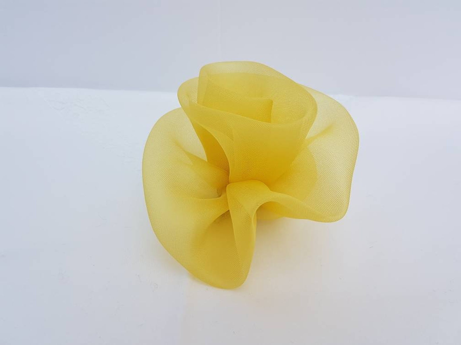 Large Lemon Yellow Silk Organza Rose Hair Clip Fascinator/pin Brooch ...