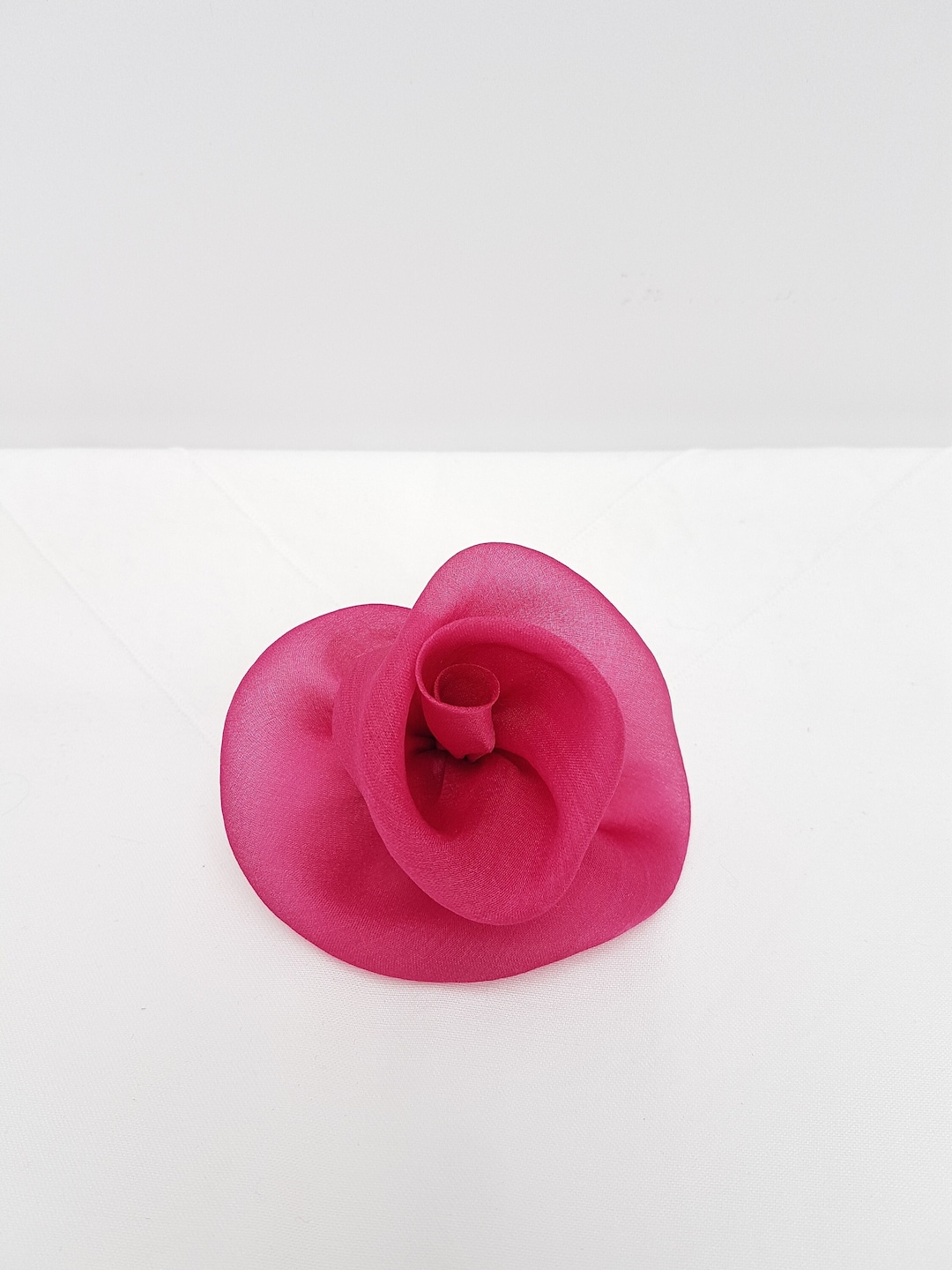 Small Soft Fuchsia Pink Silk Organza Rose Hair Clip/ Pin Brooch ...
