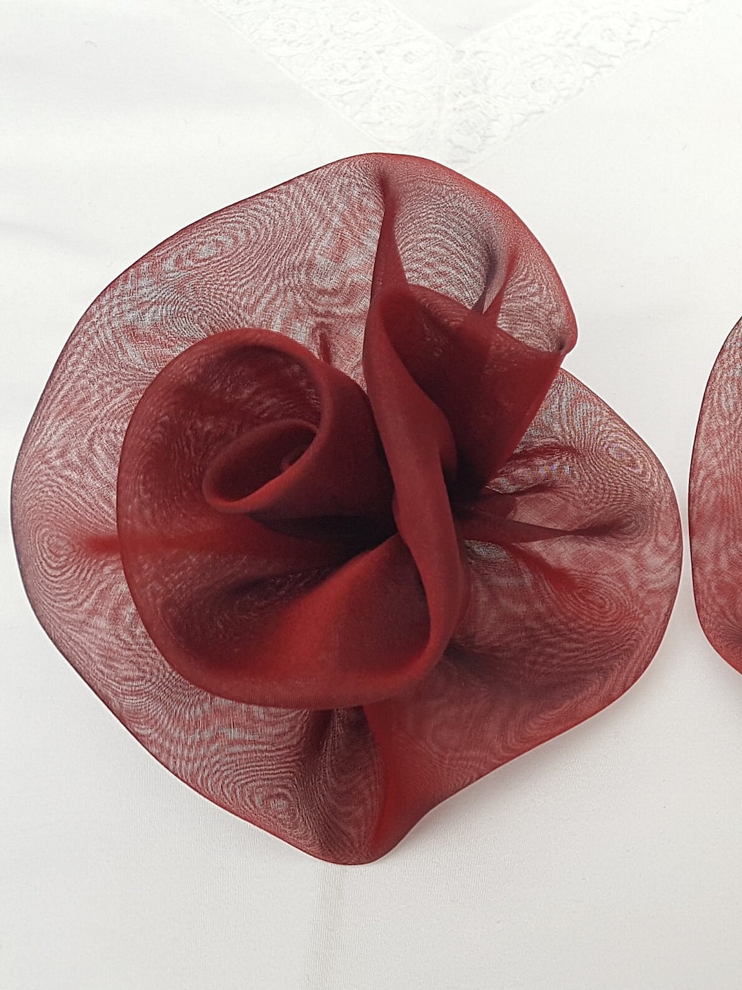 Large Mars Red/ Black Silk Organza Rose Hair Clip/pin Brooch Accessory ...