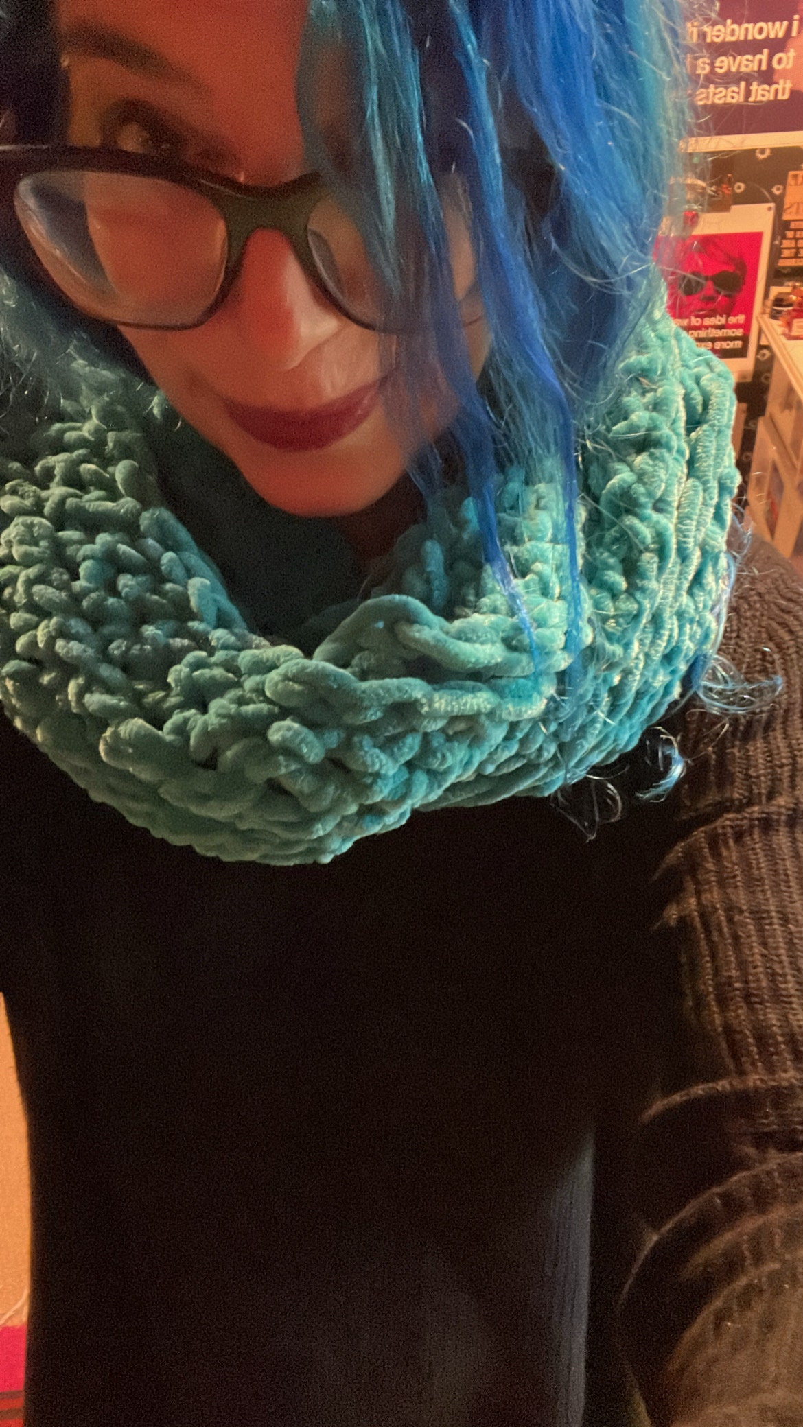 Turquoise Velvety Chenille Infinity Scarf - Etsy UK