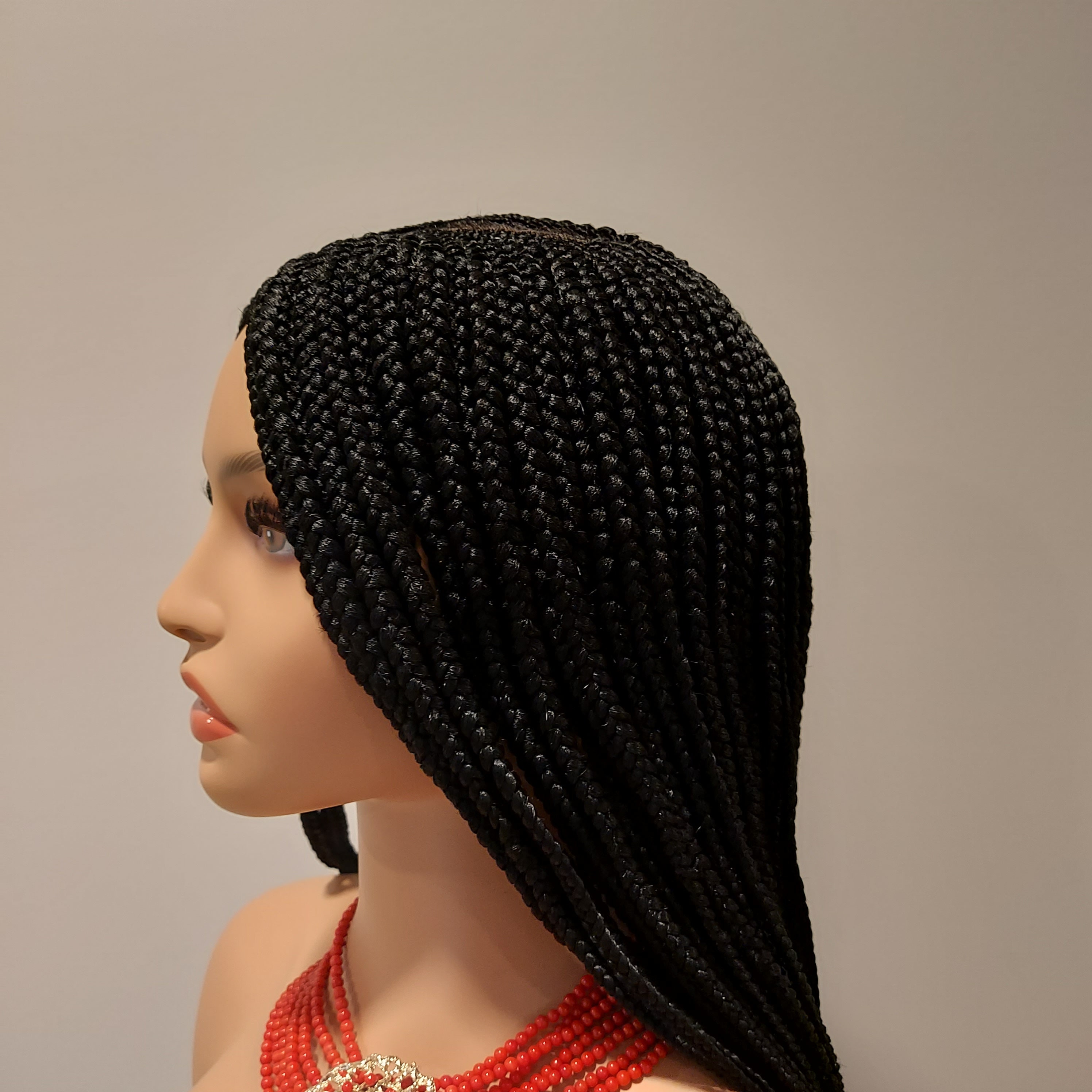 Handmade African Ghana Weaving Braided Wigs Corn Rows Side Parted black ...