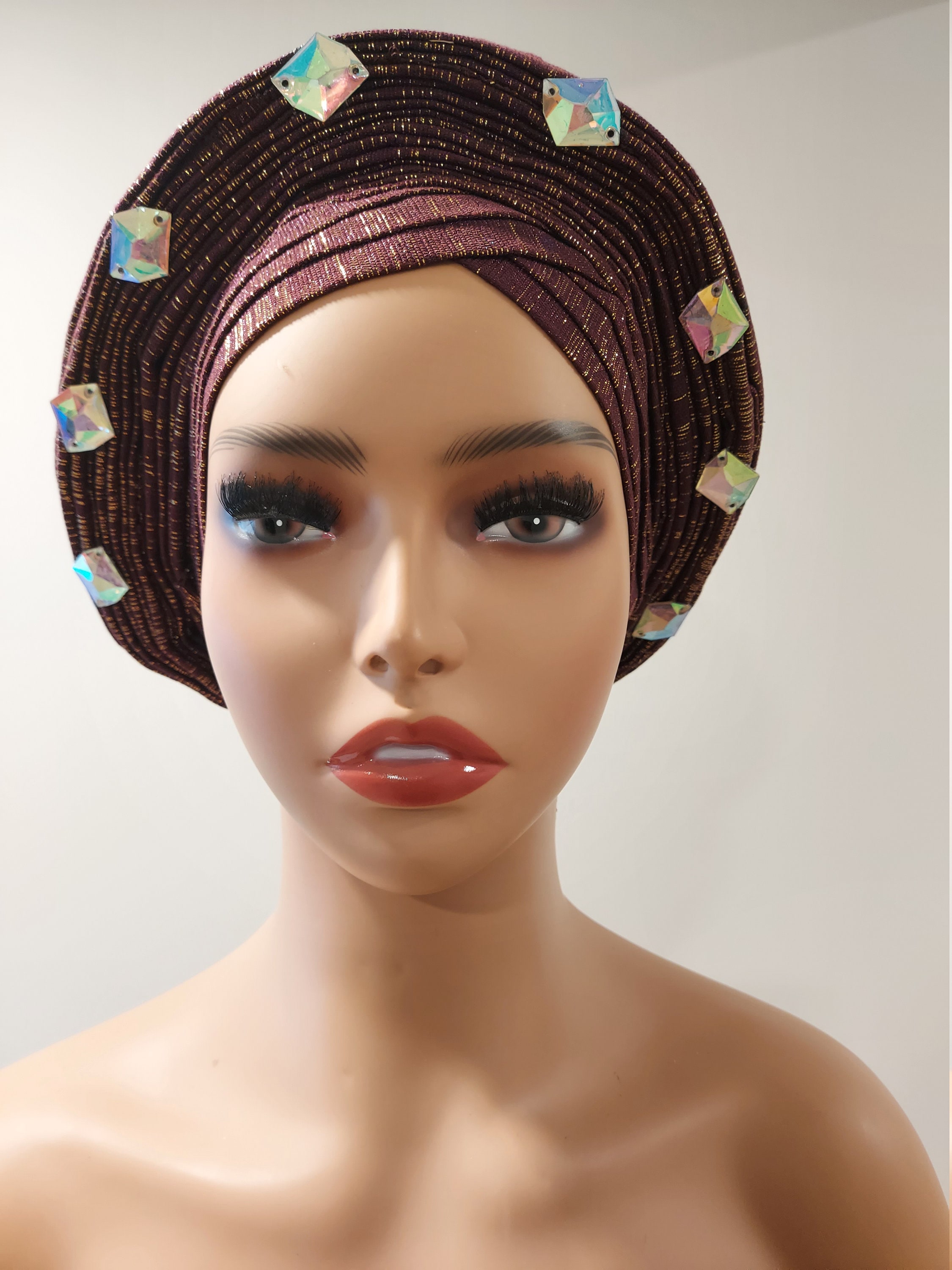 Embellished Autogele Aso Oke for African Weddings and Ceremonies. Comes ...