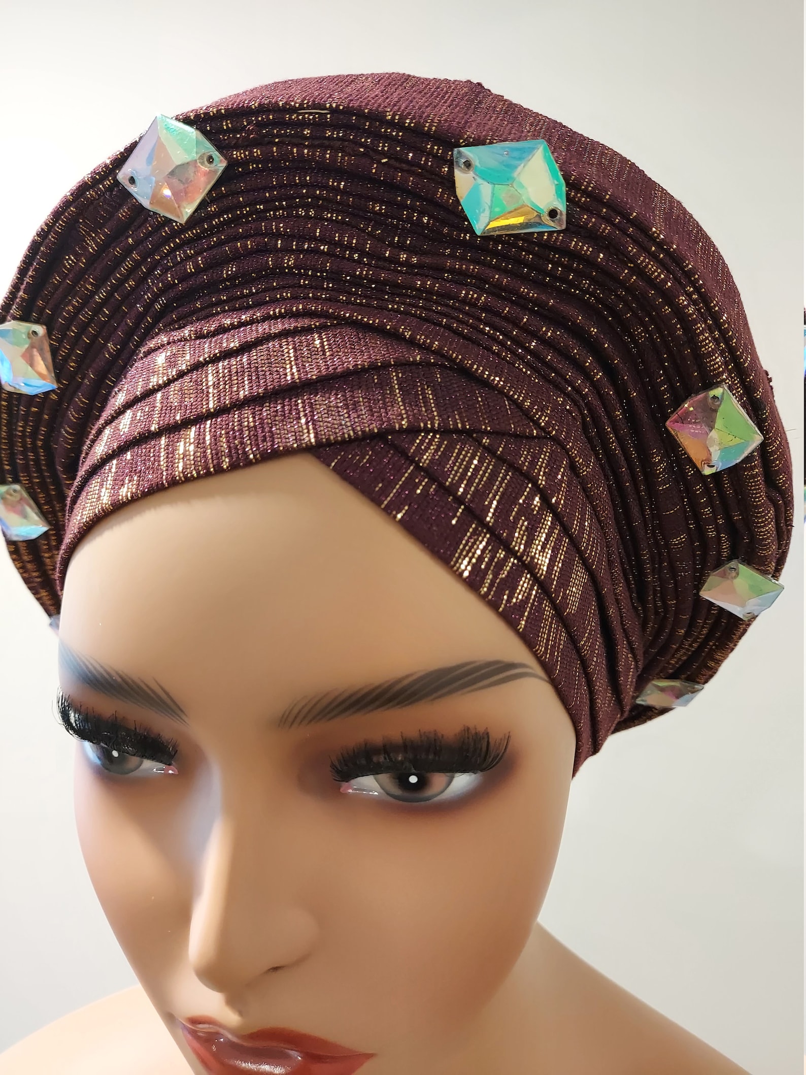 Embellished Autogele Aso Oke for African Weddings and Ceremonies. Comes ...