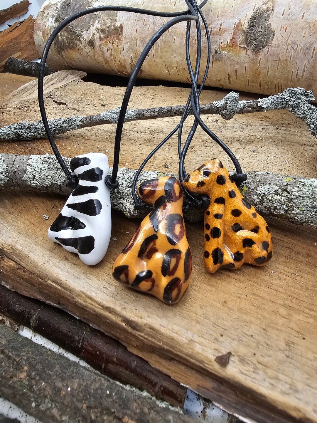 Kazuri Animal Pendant Necklace: Handmade Leather Boho Jewelry - Etsy