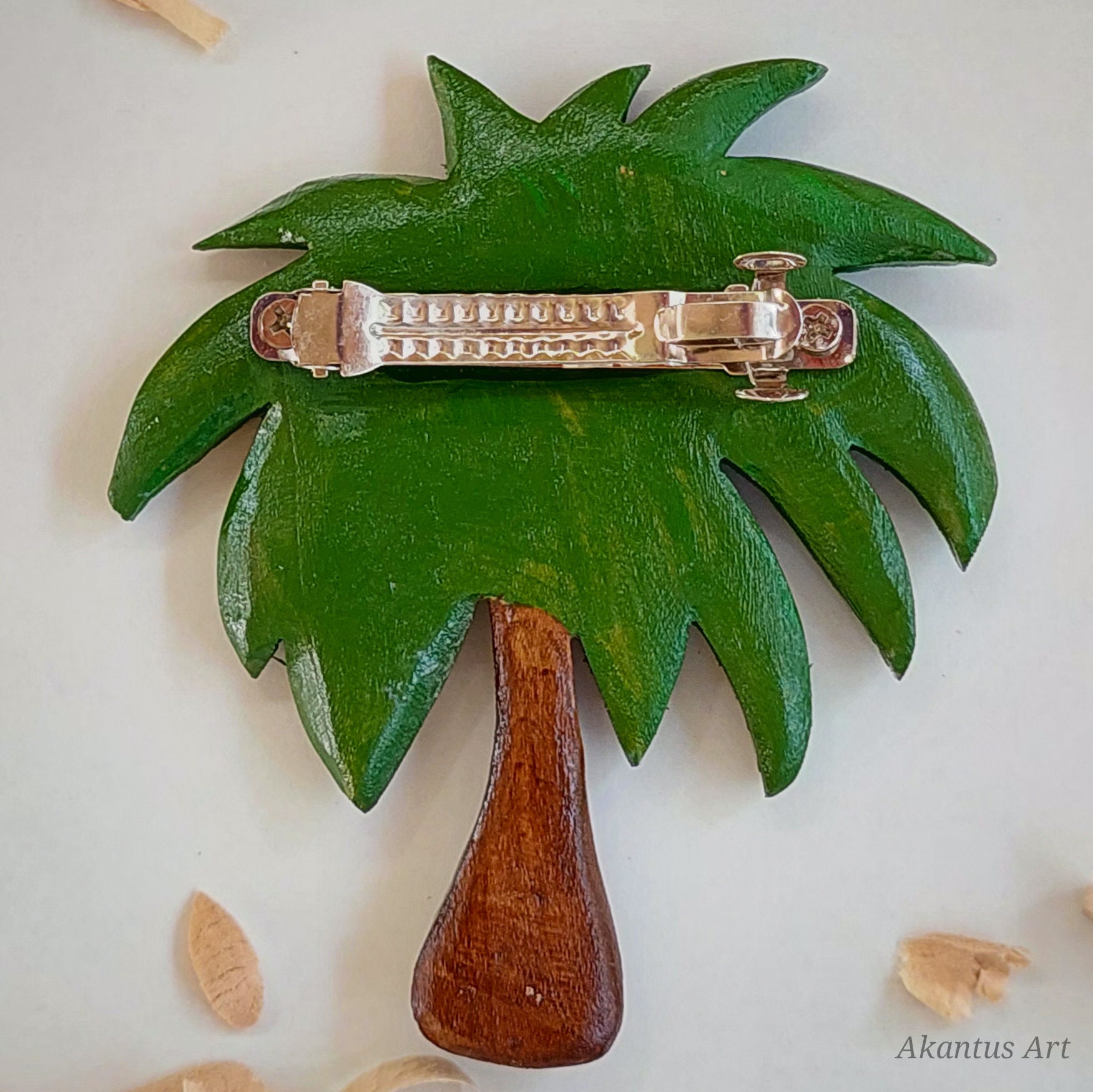 Wood Carving Palm Tree Hair Clip, Realistic Looking Jewelry, Summer ...