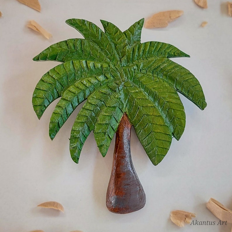 Wood Carving Palm Tree Hair Clip, Realistic Looking Jewelry, Summer ...