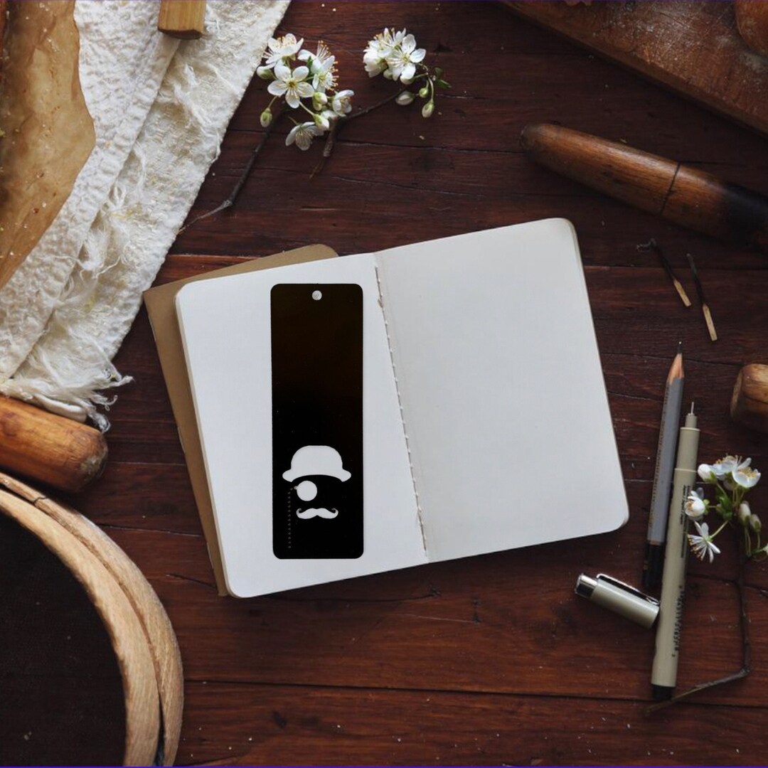 Monocle Bowler Hat Bookmark, Bowler Hat With Mustache Bookmark ...