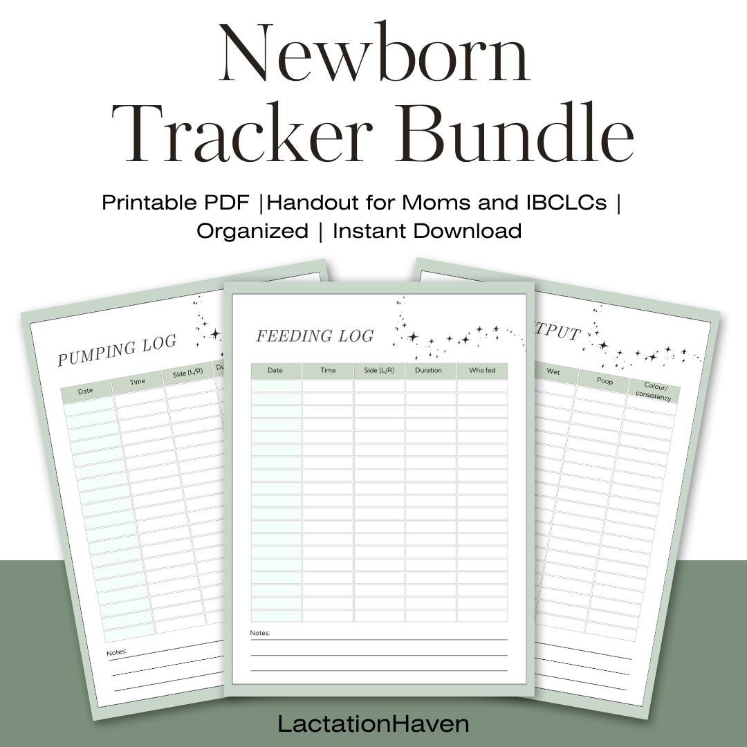Pumping, Feeding & Output Chart Green | Newborn Tracking Printable ...