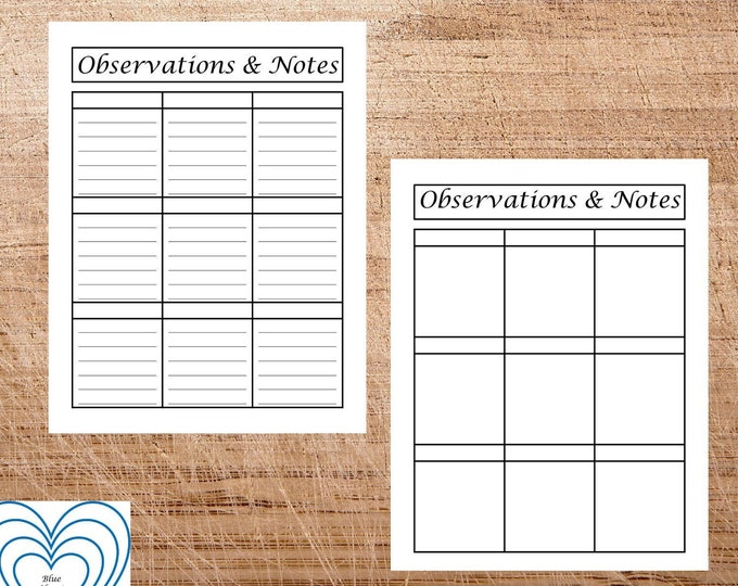 Printable Observational Notes Template--instant Download--perfect for ...
