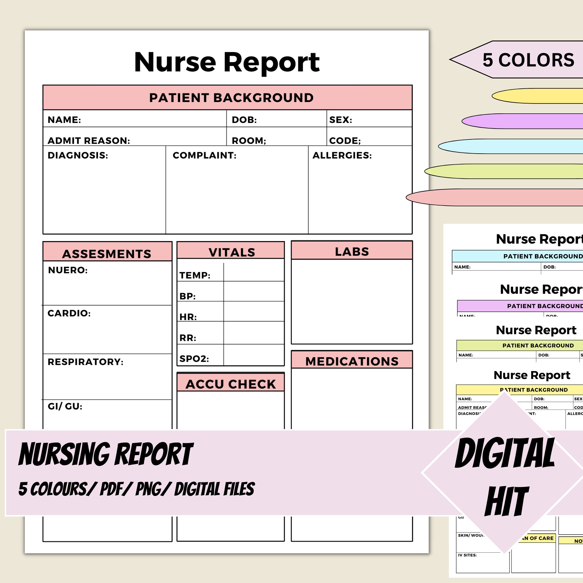 Nursing Templates Nurse Report Sheet Nurse Brain Sheet ICU - Etsy Australia