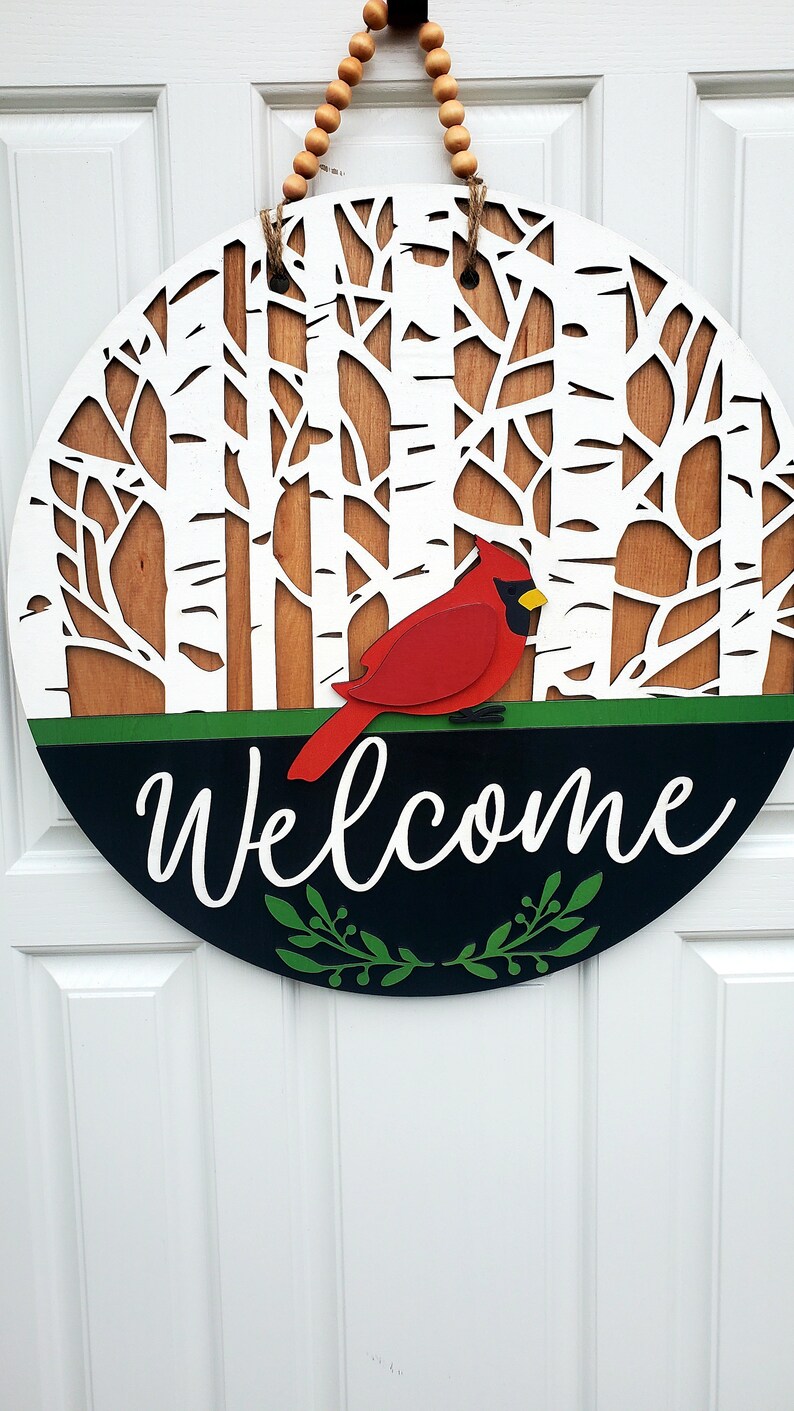 Welcome Cardinal Sign - Etsy