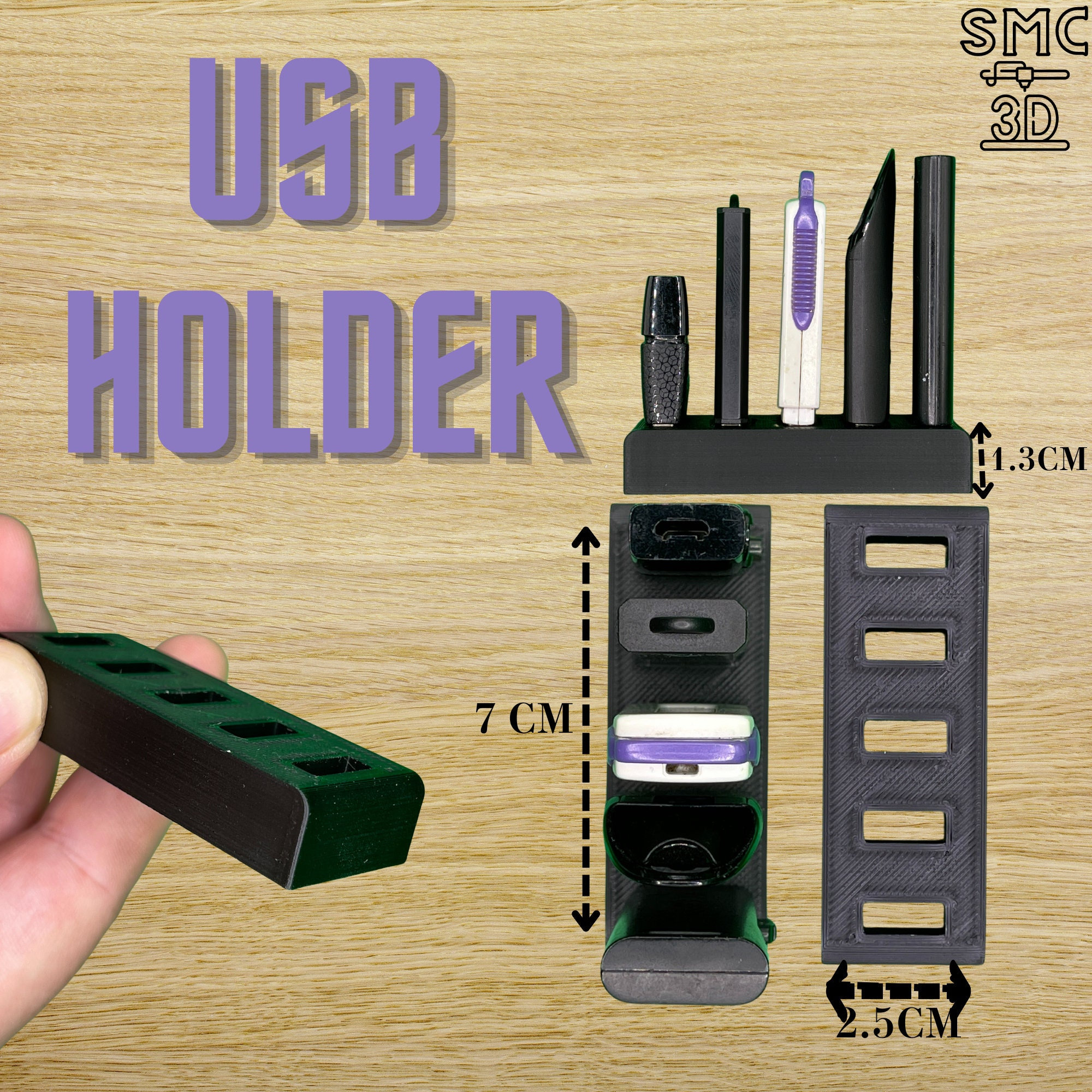 3D Printable USB Holder for 5 USB Sticks STL - Etsy