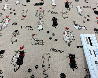 Cat Motif Solid Fabric - Etsy