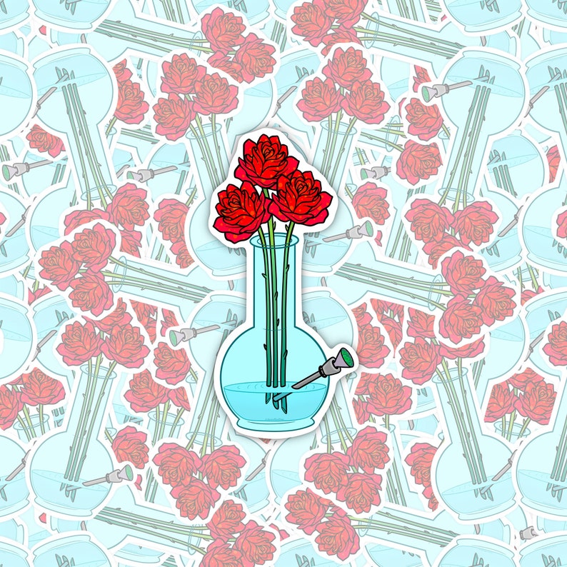 Fancy Vase With Roses Vinyl Sticker | Stanley Cup Sticker - Etsy